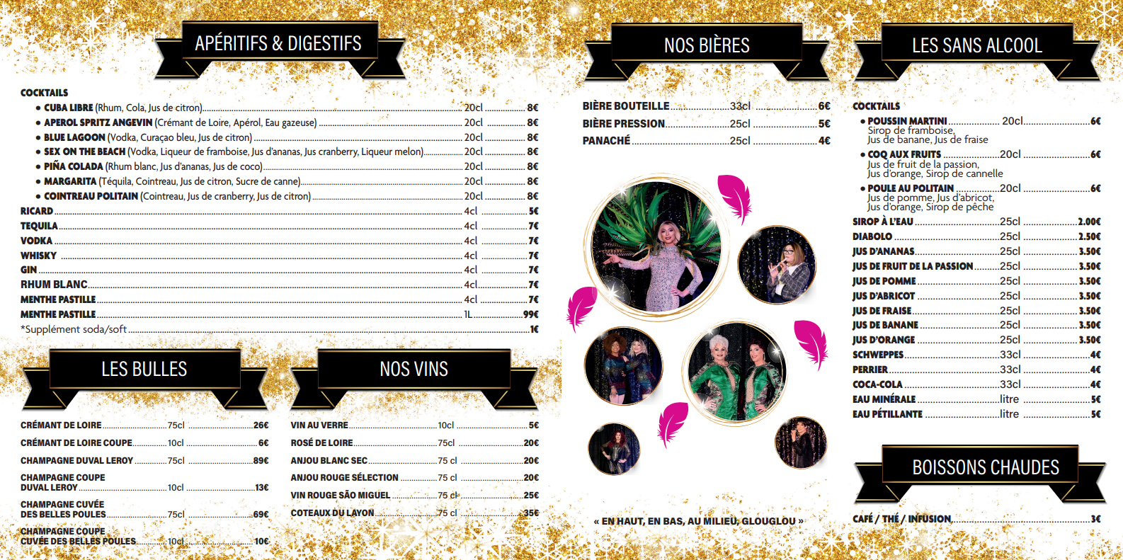 Menus & Carte du Bar - Cabaret des Belles Poules